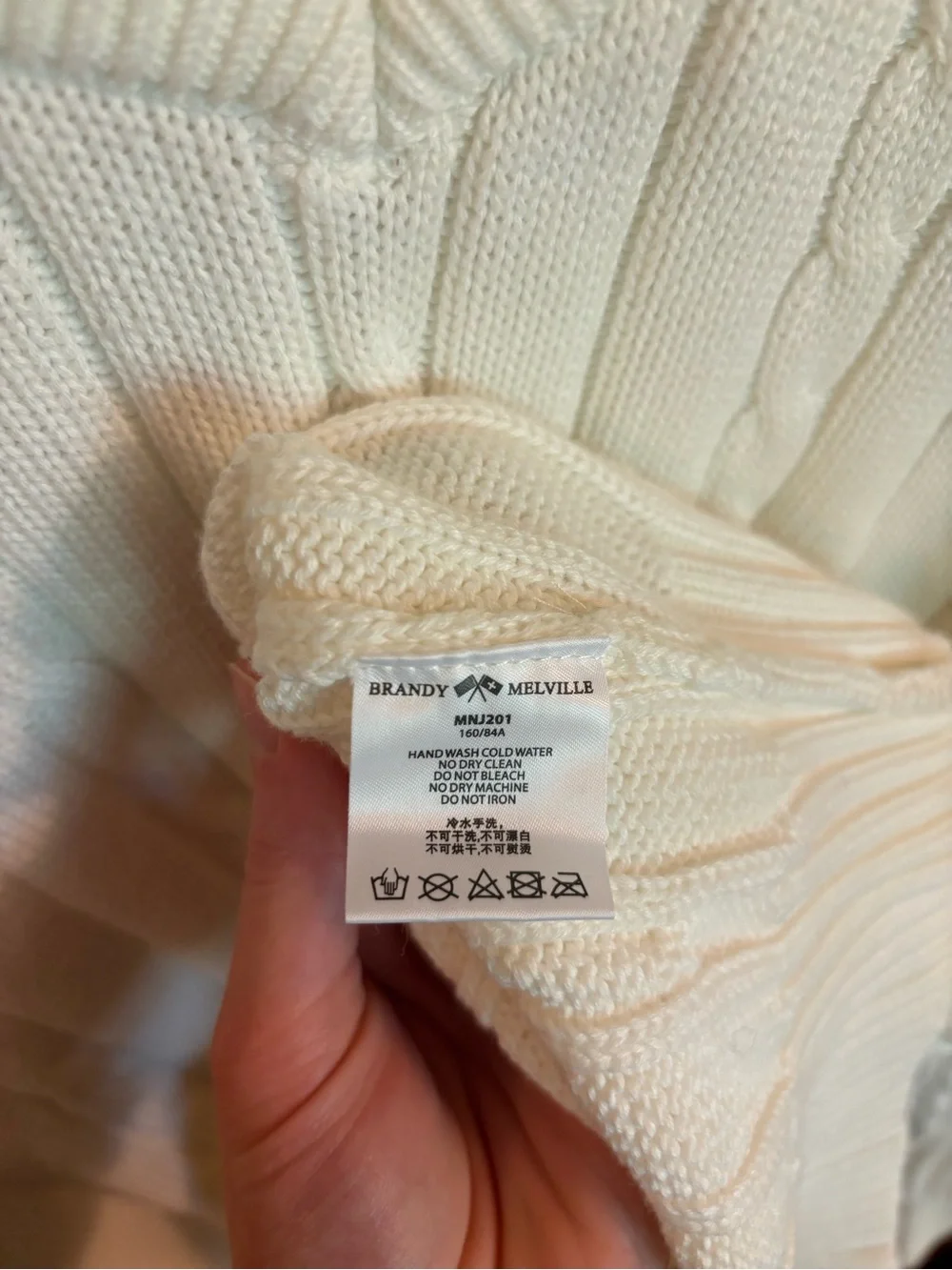Brandy Melville | Sweaters | Brand New Brandy Melville Cream Cable Knit ...
